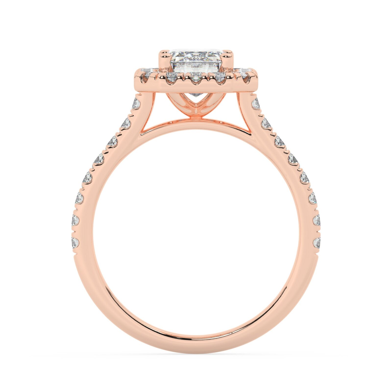 טבעת אירוסין היילו דגם 50026 זהב אדום רוזגולד 14 קראט במרכז זירקוניה 0. ...